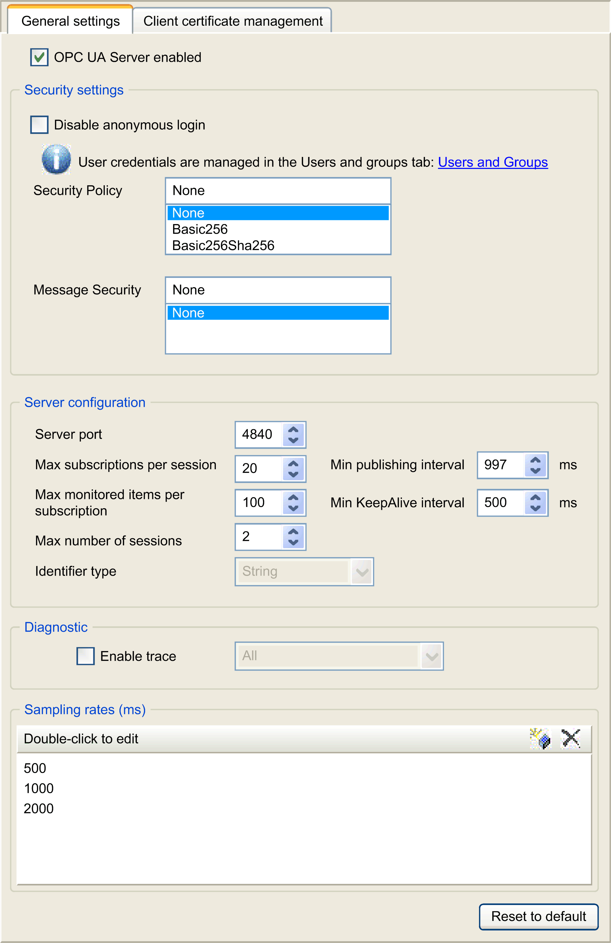 OPC UA Server Configuration